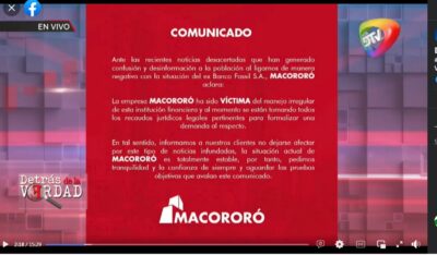 Comunicado de la empresa Macororó a la opinión pública – deRedes.tv