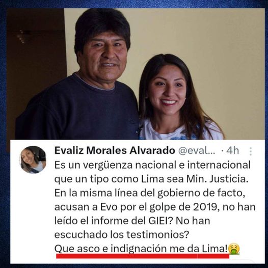“Qué asco me da Lima”. La hija de Evo lo defiende. Lima dijo que Evo es ...