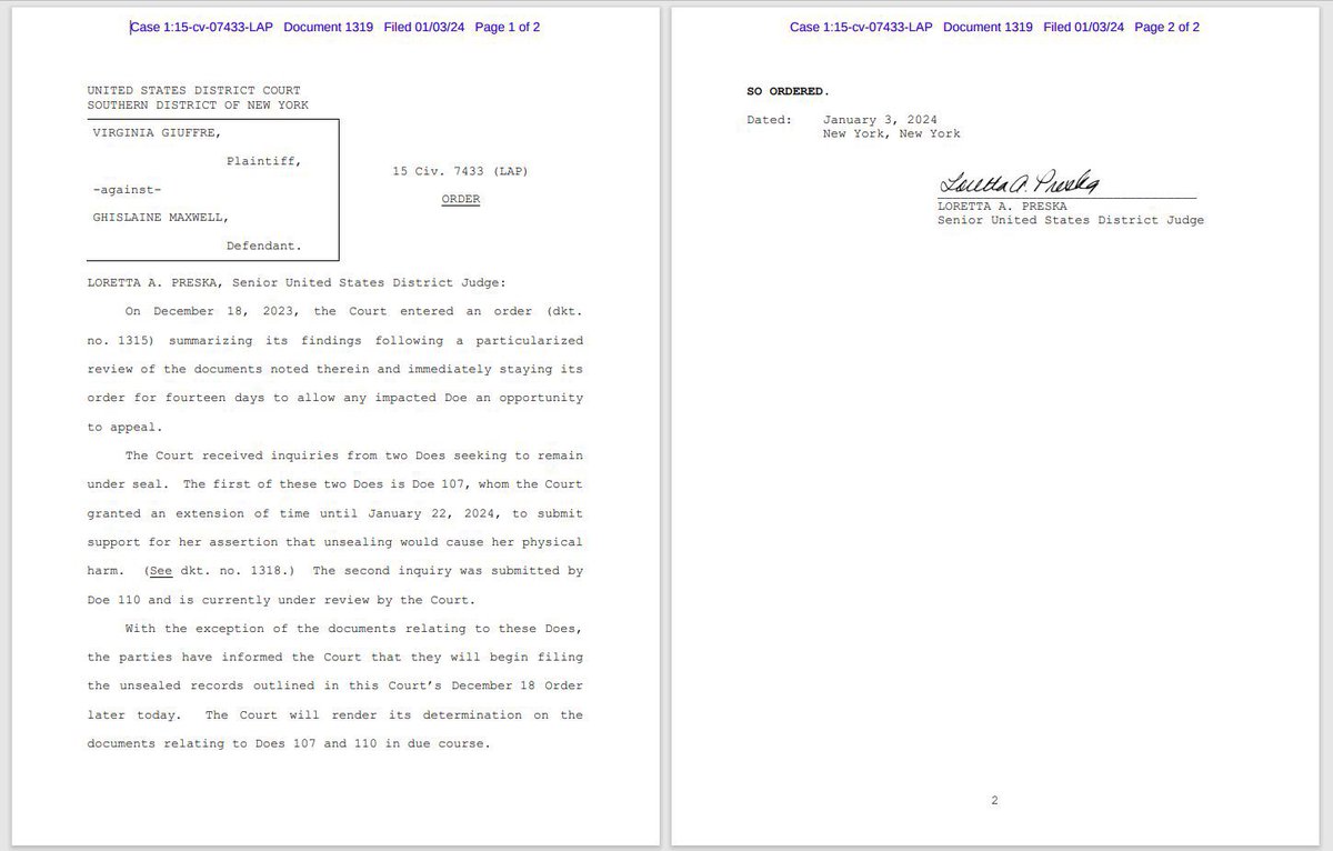 ES OFICIAL: La jueza Loretta Preska iniciará hoy el proceso de archivo ...