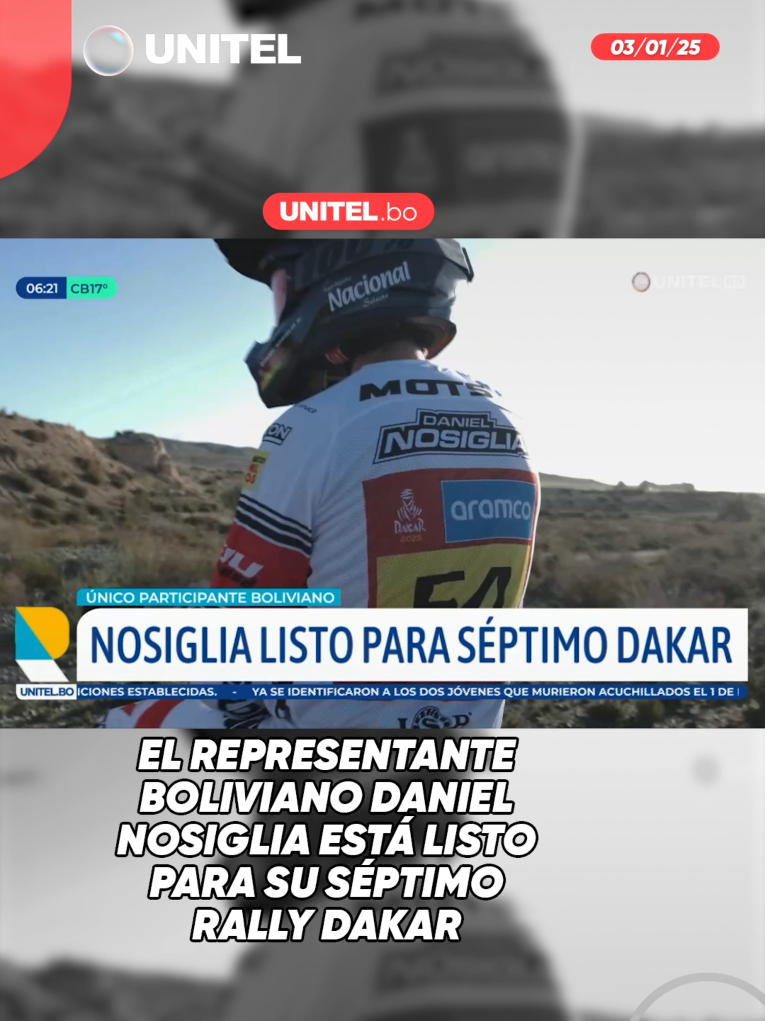El representante boliviano Daniel Nosiglia está listo para su séptimo rally Dakar Nosiglia ...