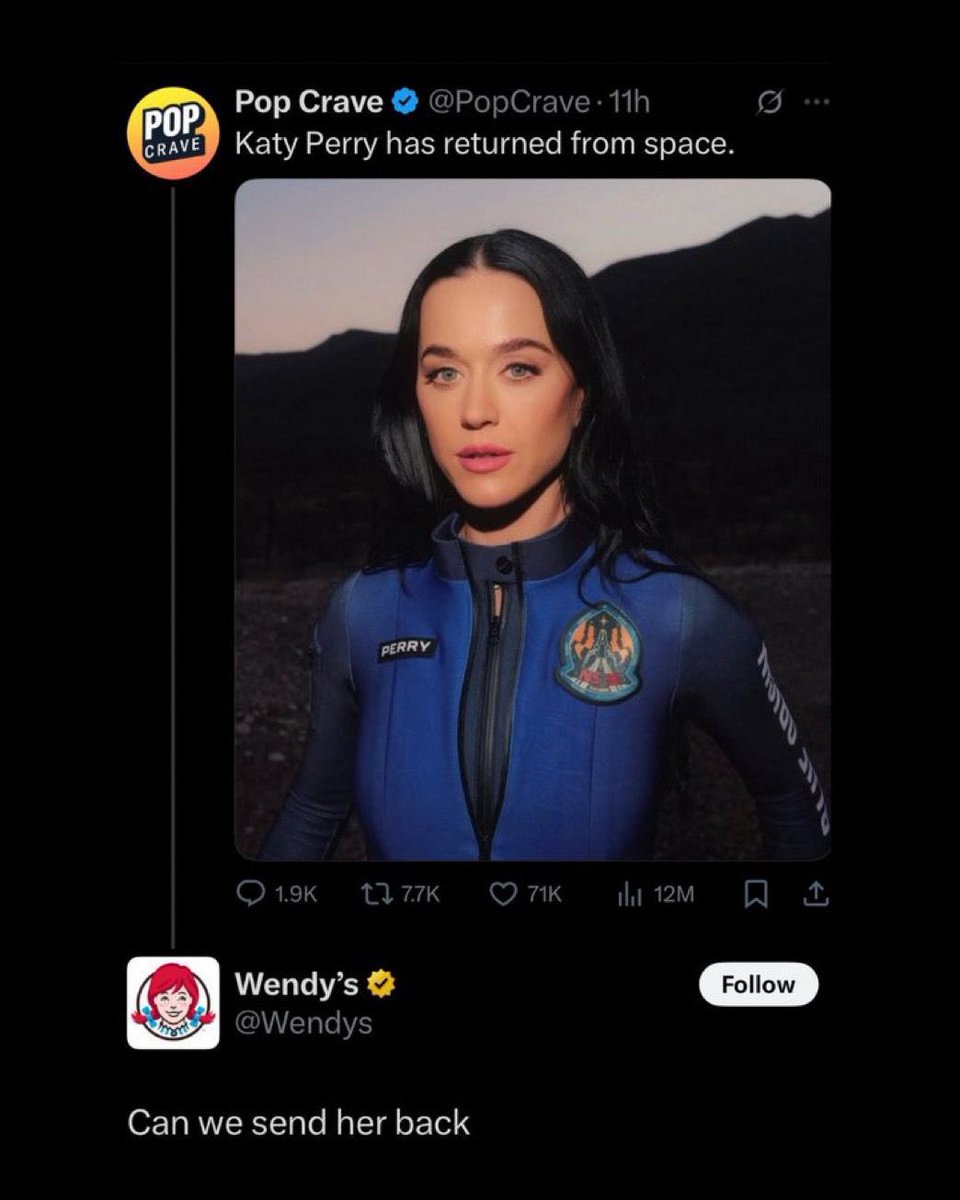 🇺🇸 | Wendy’s responde a la noticia sobre el regreso de Katy Perry desde ...