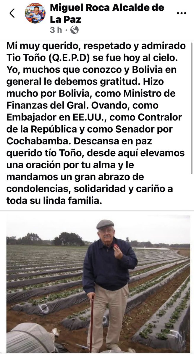 Miguel Roca confirma la muerte de Antonio Sánchez de Lozada Ex ministro ...